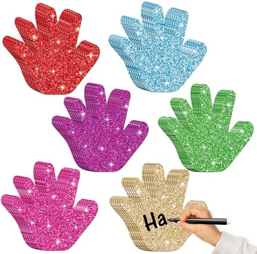 Amazon.com: 100Pcs Hand Cutouts Paper, Assorted Color Glitter Hand ...