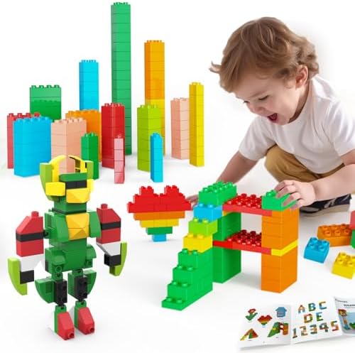 Amazon.com: Building Blocks for Kids Ages 3-8| 8-Color Building Bricks ...
