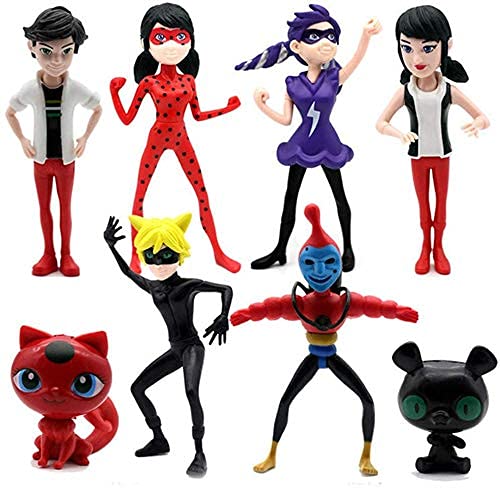 Buy 8 pcs Ladybug Action Figure - Ladybug and cat Noir Miraculous ...