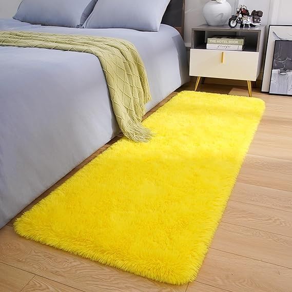 RUGEDGE Super Soft Shaggy Bedside Runner Rug for Bedroom (1.6x4 Feet ...