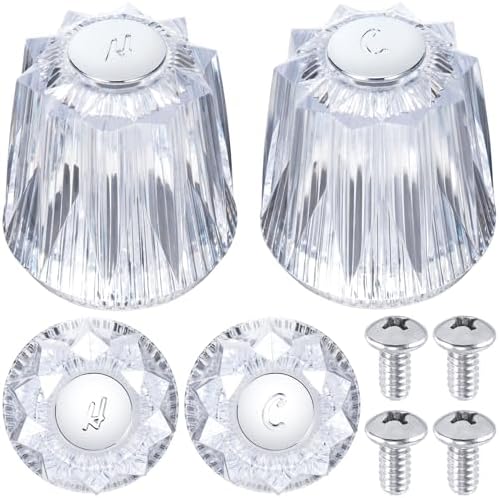 PAGOW 4Pcs Shower Knob Replacement, Shower Faucet Handles 2pcs Hot & 2pcs Cold with Matching ...