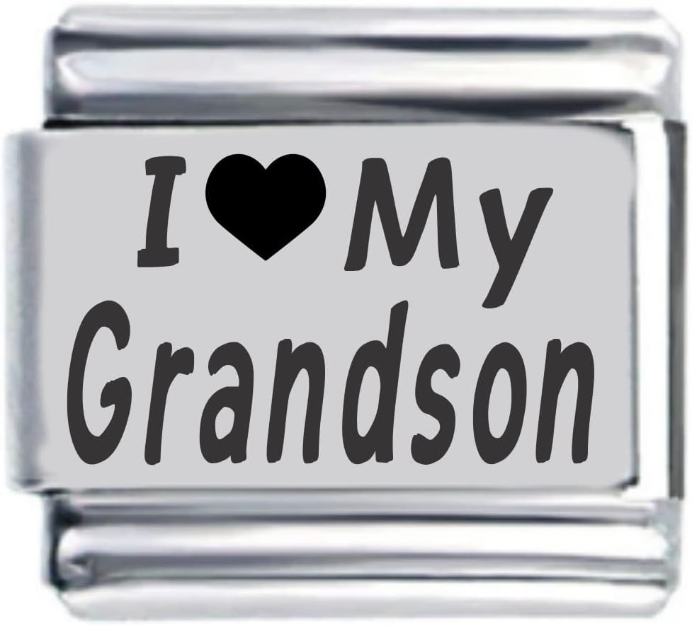 Amazon.com: I Heart my Grandson Laser Etched Italian Charm: Italian ...