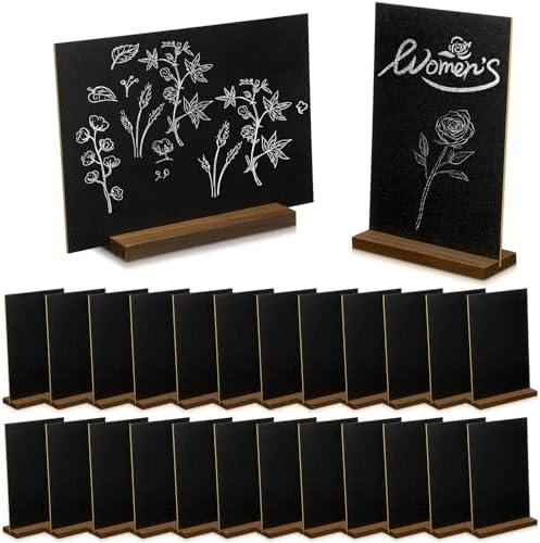 Amazon.com : Cholemy 24 Pack 6 x 9 Inch Mini Chalkboard Signs with Base ...