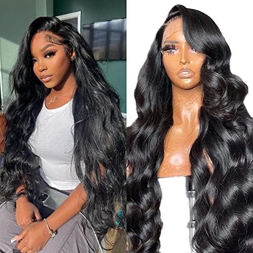 Amazon.com : Fodiu 28 Inch Body Wave HD Lace Frontal Wig Human Hair 180 ...