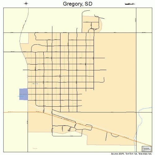 Large Street & Road Map of Gregory, South Dakota SD - Printed poster ...