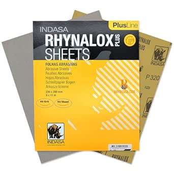 Indasa 50 PCS 9x11 Sandpaper - Dry Sanding Sheets, 40 Grit, Rhynalox ...