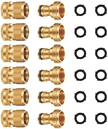 Amazon.com : BoArt (6 Sets Garden Hose Quick Connector Set, Solid Brass ...