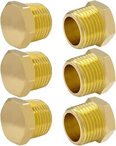 Amazon.com: Hooshing 1/2" NPT Male Pipe Plug Hex Head Brass Pipe ...