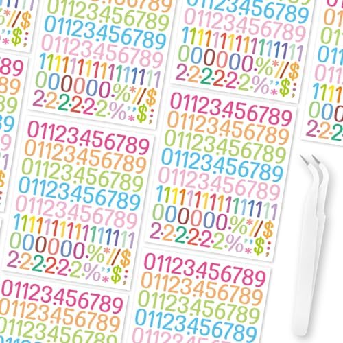 Amazon.com: Number Stickers 1-10, 1296 Pcs /12 Sheets Vinyl Numbers ...