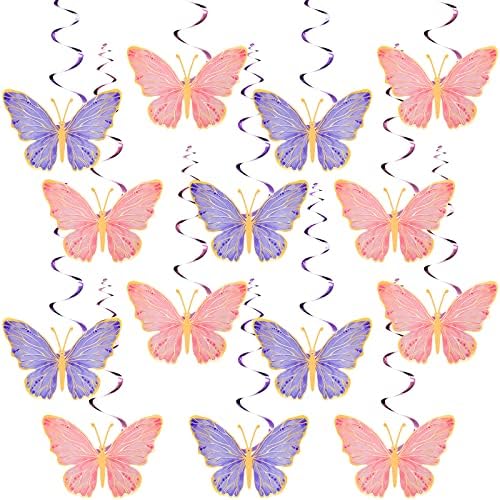Amazon.com: 48 Pcs Butterfly Hanging Swirl Decorations for Girls Spring ...
