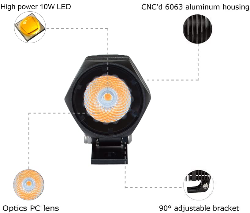 Snapklik.com : Motorcycle Fog Light 2inch Amber LED Pod Lights IP68 ...