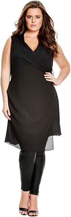 Chic Cross Over Top in Black - Size 24 / XXL at Amazon Women’s Clothing ...