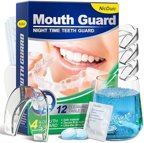 Amazon.com: Mouth Guard for Grinding Teeth at Night with 12 Cleaning ...