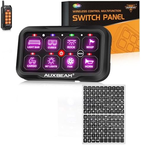 Amazon.com: Auxbeam 8 Gang Switch Panel RC-800 RGB with Wireless Remote ...