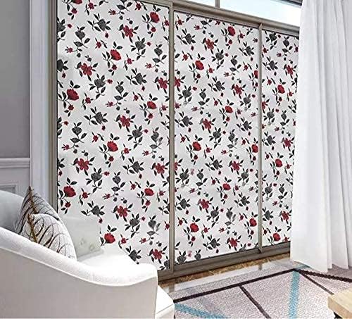 Buy Starlite Enterprises 3D Red Flower Printed Window Privacy Sticker ...