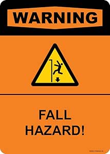 Amazon.com: G Signage - "Fall Hazard" - OSHA Warning Sign - Acrylic ...