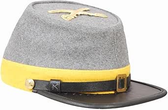 Men's US Civil War Cavalry Style Gray Kepi Hat with Badge & Yellow Band ...