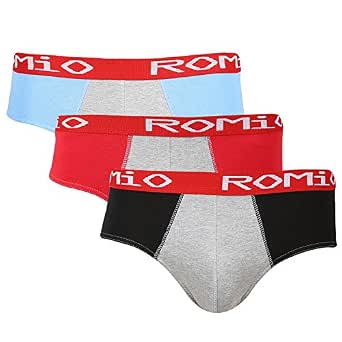 Buy Romio Men's Cotton Brief(027_Black_Lblue_Red_XL) at Amazon.in