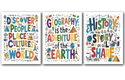 Amazon.com: Discover, Geography, History - Motivational Classroom Decor ...