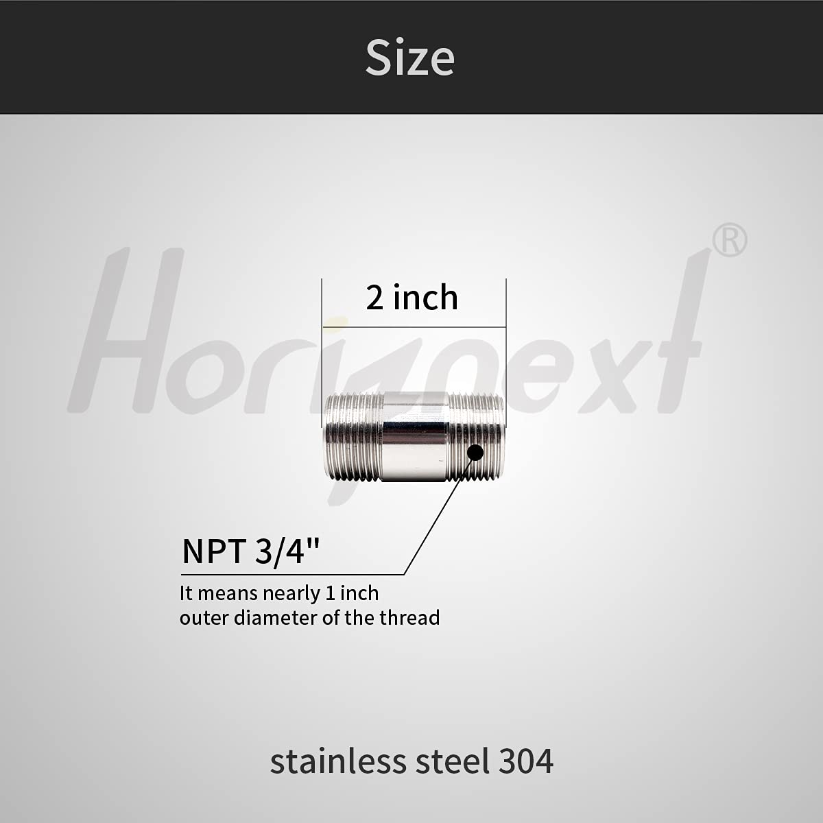 Snapklik.com : Horiznext Stainless Steel 304 Pipe Nipple Npt 3/4 Male ...