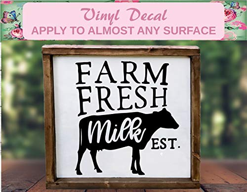 Amazon.com: Farm Fresh Milk Decal, Farm Fresh Milk Sign, Cow Decal, Cow ...