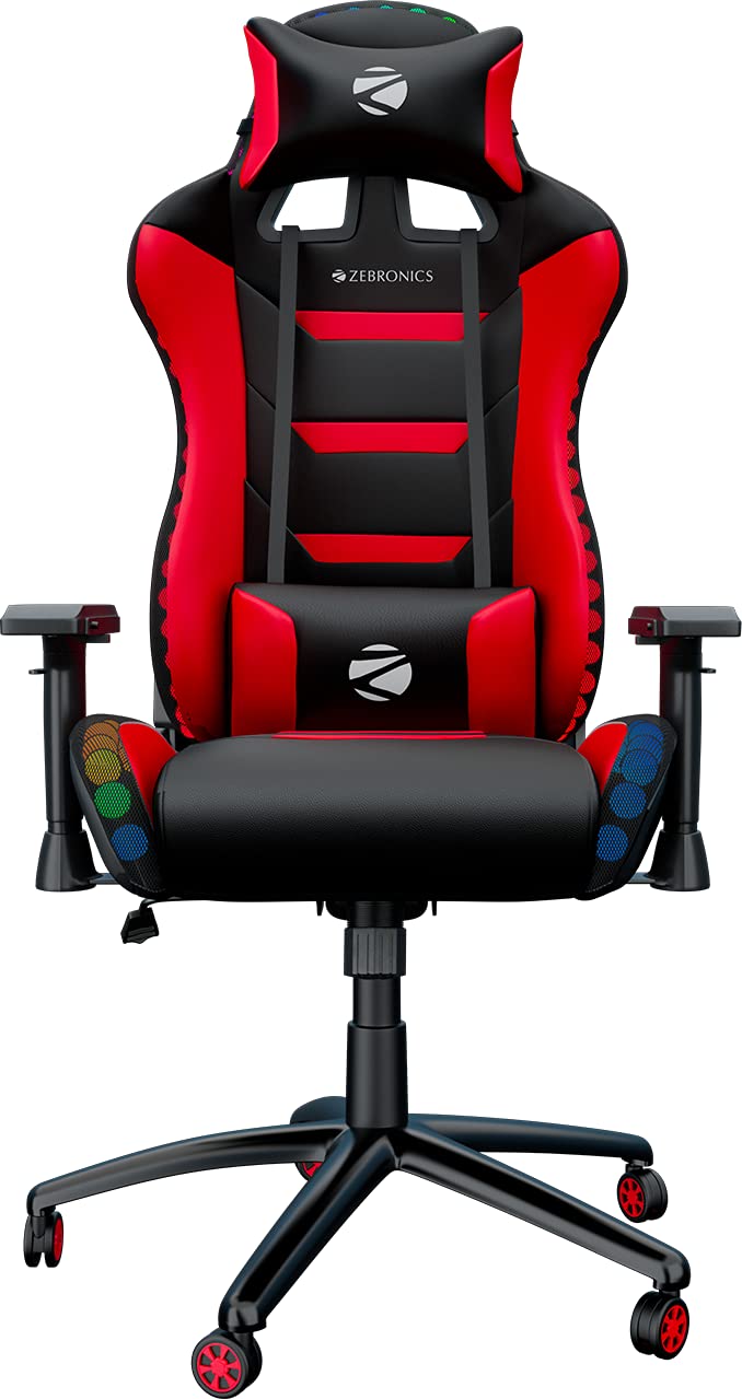 ZEBRONICS Faux Leather Zeb-Gc3000 Premium Gaming Chair with RGB Lights ...