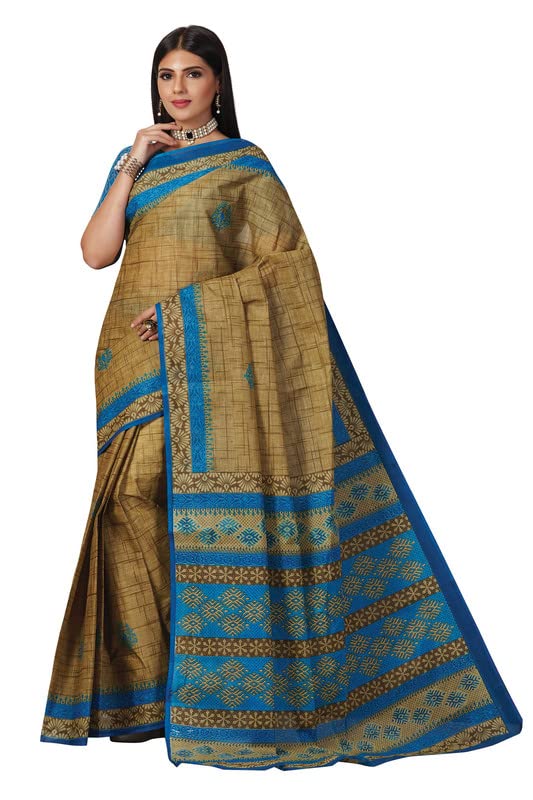 Buy SHANVIKA Women's Pure Cotton Traditional Print Saree With Blouse ...