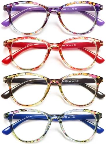 Amazon.com: YTDBNS 4 Pack Reading Glasses for Women Men - Colorful Blue ...