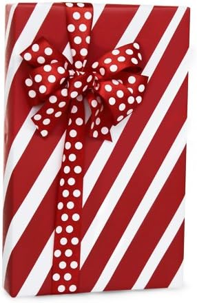 Amazon.com: Red & White Peppermint Stripe Christmas Gift Wrap Wrapping ...