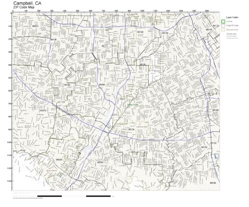 ZIP Code Wall Map of Campbell, CA ZIP Code Map Laminated: Amazon.com ...