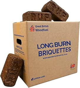 British Woodfuel Long Burn Briquettes, 20 pack Box - Softwood Bark ...