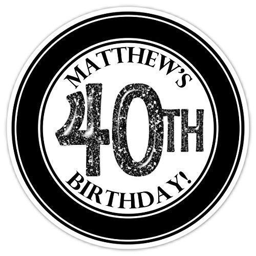 Amazon.com: 40th Birthday Personalized Stickers, Black and White Custom ...