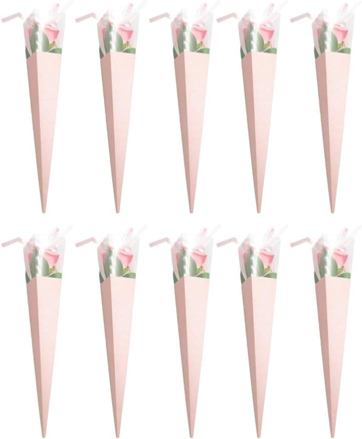 Amazon.com: PRETYZOOM 10pcs Single Roses Flower Box Cone Flower Bouquet ...