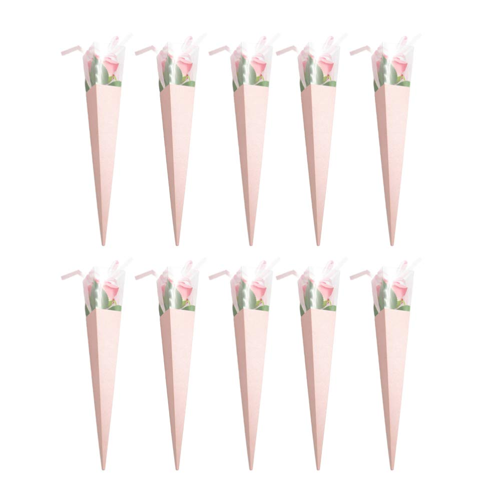 Amazon.com: PRETYZOOM 10pcs Single Roses Flower Box Cone Flower Bouquet ...