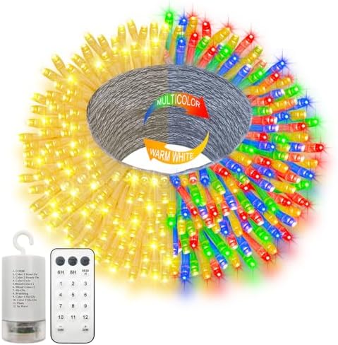 20M Color Changing String Lights with Remote,Battery Operated 200 LED ...