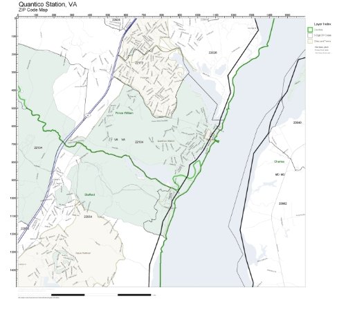 Amazon.com : ZIP Code Wall Map of Quantico Station, VA ZIP Code Map Not ...