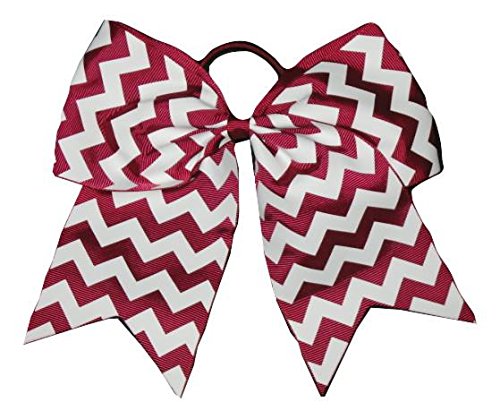 Amazon.com : NEW "CHEVRON Burgundy" Cheer Bow Pony Tail 7 Inch Girls ...