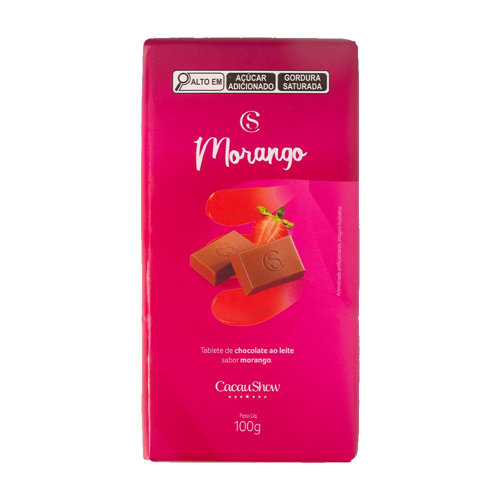 Amazon.com : Cacau Show Milk Chocolate Strawberry Bar 100g – Brazilian ...