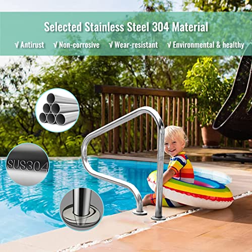 304 Stainless Steel Swimming Pool Handrail Easy Mount Pool Hand Rail ...
