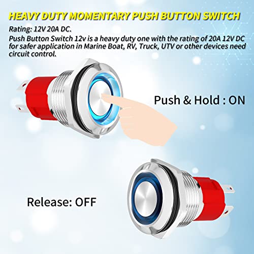 Snapklik.com : Joinfworld 20 Amp Momentary Push Button Switch 12V Marine Waterproof Switch 4 Pin ...