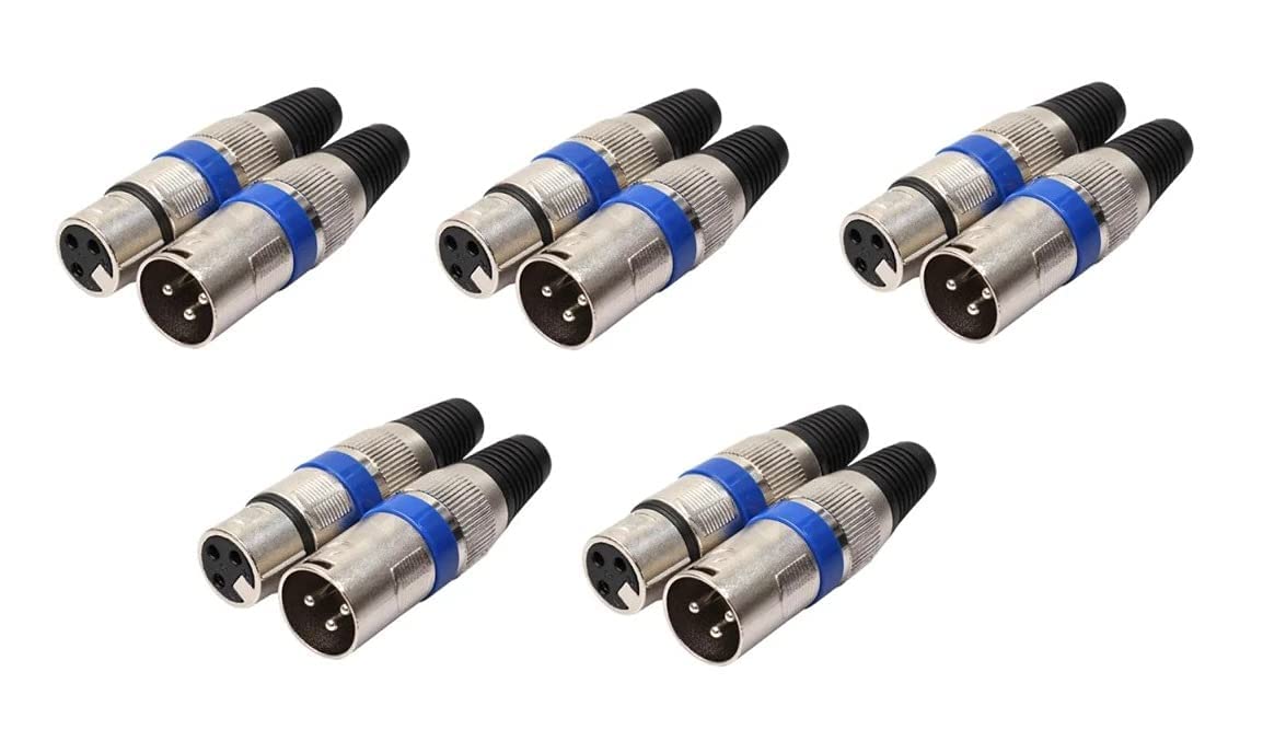 Buy ESPtronics 5 Pair Audio 3Pin XLR Jack Microphone Mixer Connector 3 ...