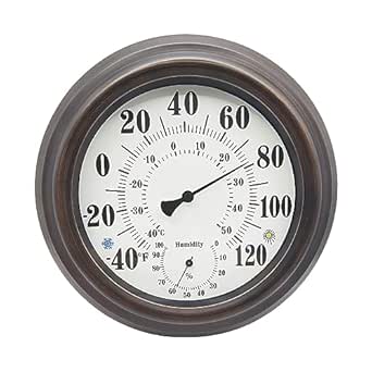 Amazon.com: 8" in Diameter Round Indoor Outdoor Mechanical Thermometer ...