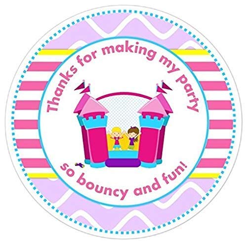Amazon.com: 36 Birthday Stickers, Pink Bounce House, 2.5 inch ...