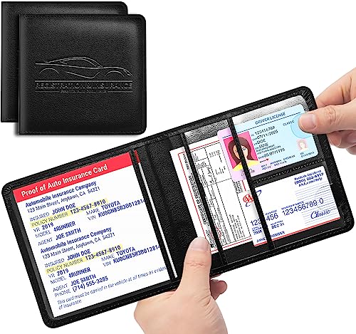 2 Pack Car Registration and Insurance Holder, [Upgraded Quality]PU ...