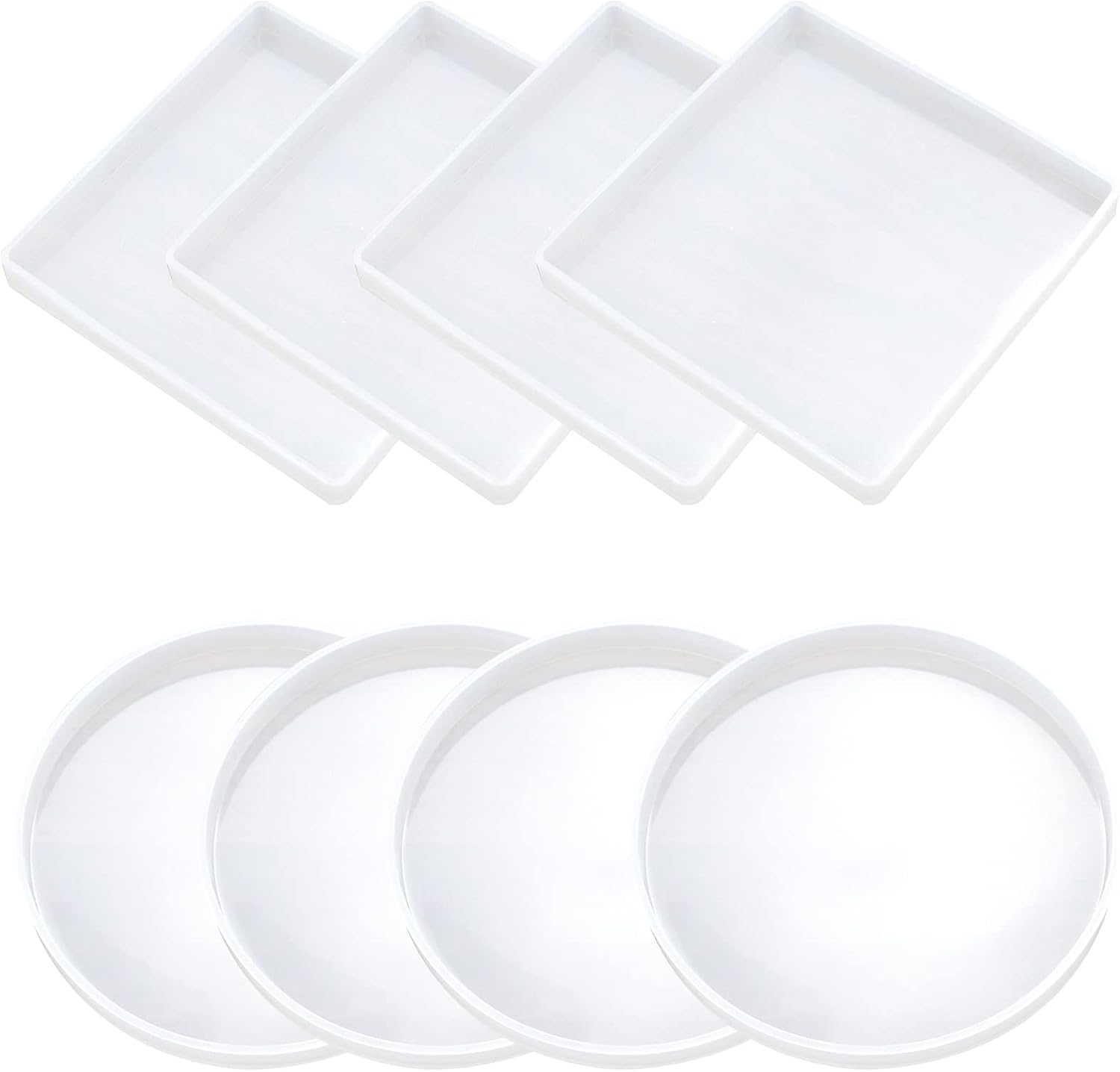 suaywo 8 Pieces Coaster Moulds in Square/Round, Epoxy Resin Mould for ...