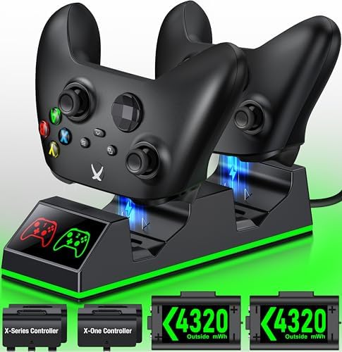 Amazon.com: Dual Xbox Controller Charging Station with 2×4320mWh ...
