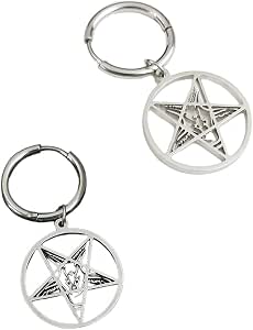 Amazon.com: Goth Baphomet Inverted Pentagram Goat Hoop Earrings ...