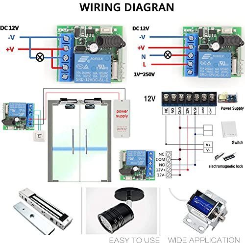 DieseRC DC12V 10A 433Mhz Radio Frequency Remote Control Switch, 4 RF ...