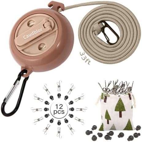 Camping Clothes Line Zocipro 10M Retractable Clothes Line, Adjustable ...