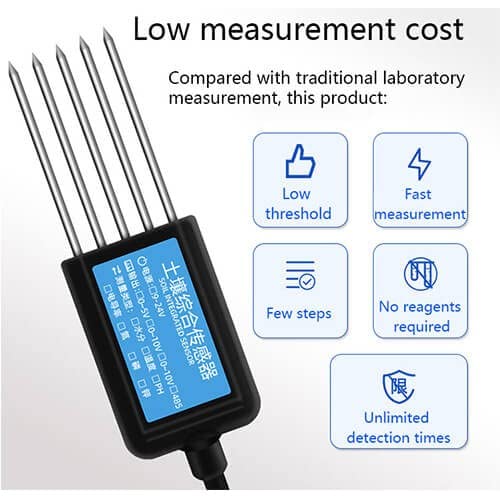 7 in 1 Soil Nutrient Sensor with RS485 Output to measure Temperature ...